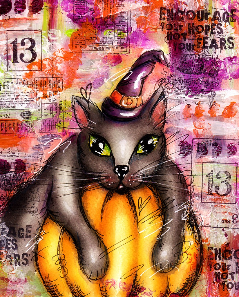 Free Mini-Class: Halloween Witch & Cat Artjournal Pages » Cre8tive ...