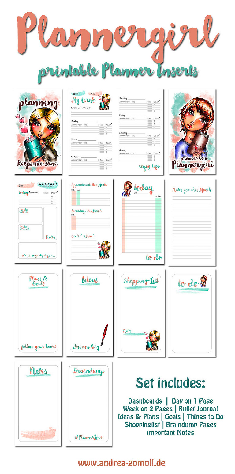 XXL Set of printable Planner Inserts: Plannergirl » Cre8tive Cre8tions ...