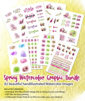 Spring Watercolor Printables / Clipart for Plannersticker, Cards and ...