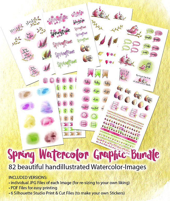 Spring Watercolor Printables / Clipart for Plannersticker, Cards and ...
